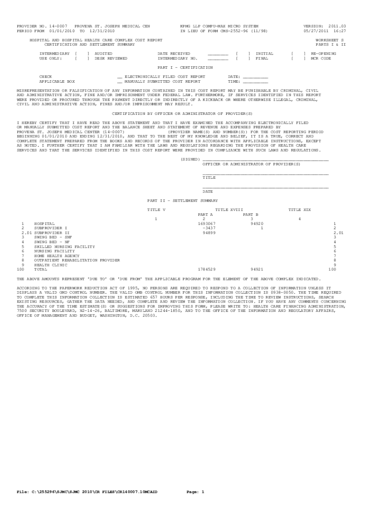 Fillable Online hfs illinois provider no. 14-0007 provena st. joseph ...