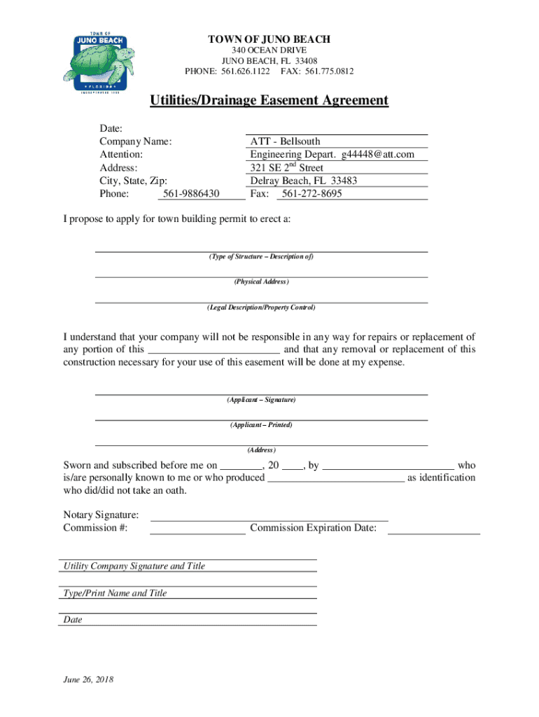 Fillable Online Utilities/Drainage Easement Agreement Forms Fax Email ...