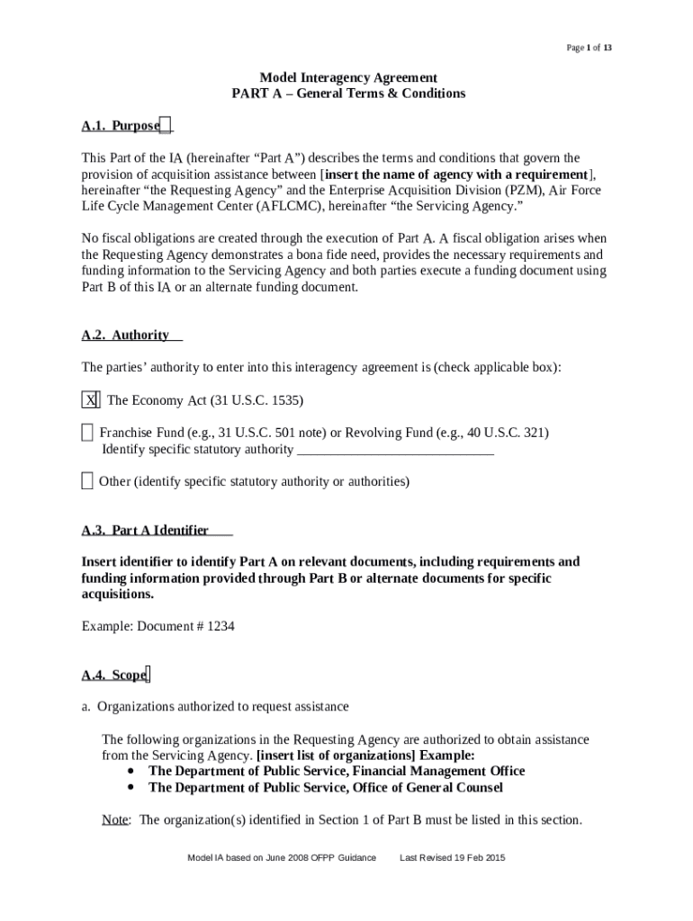 17.1 - Interagency Acquisitions, Interagency Transactions, ... Doc Template | pdfFiller