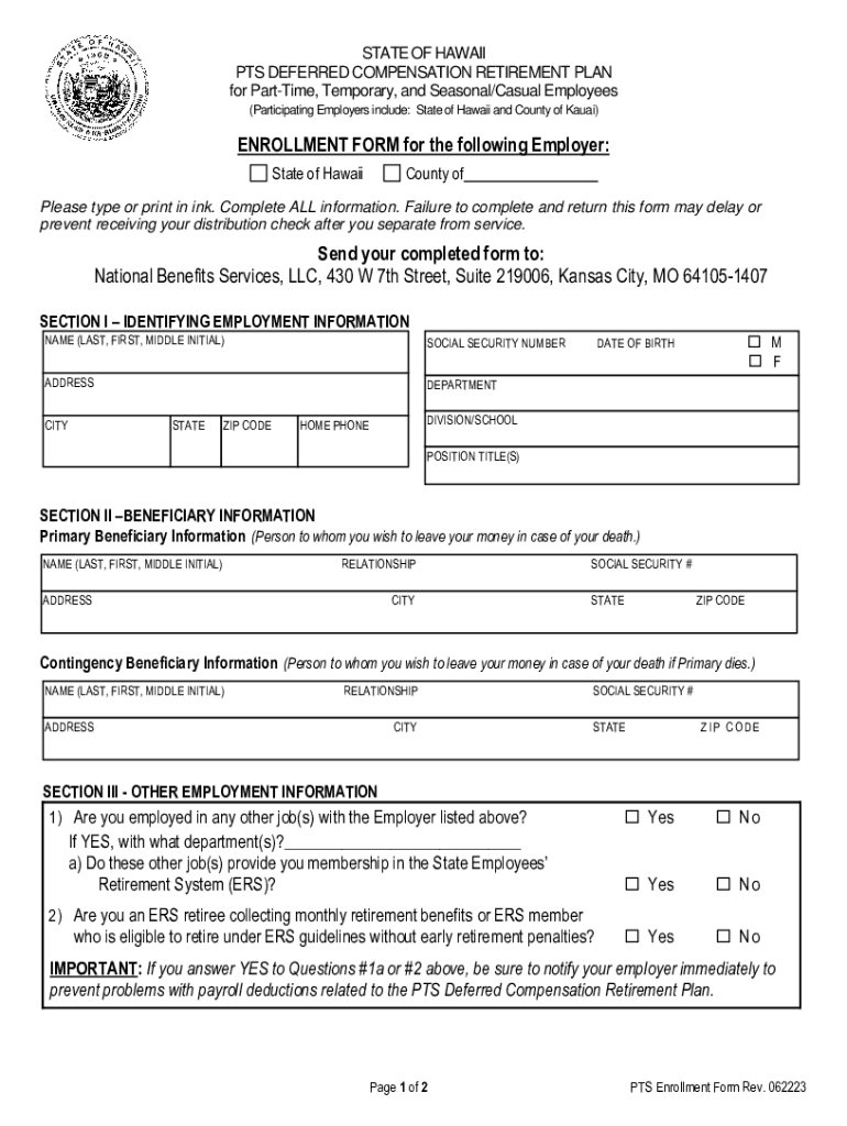 Fillable Online State of Hawaii Enrollment Form Fax Email Print - pdfFiller