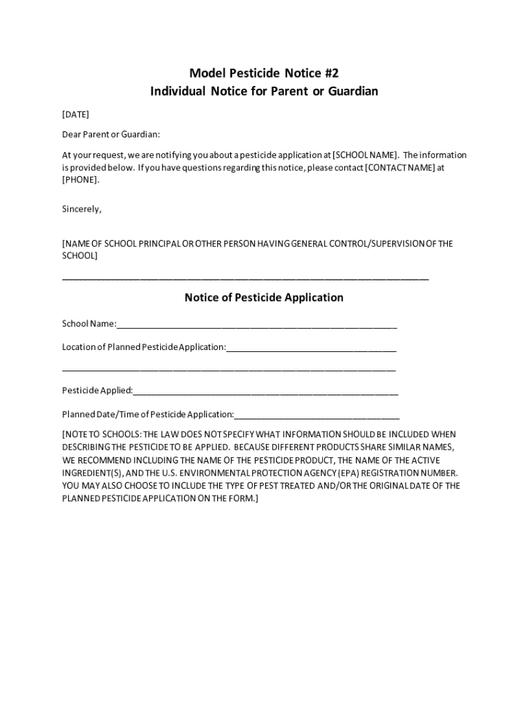 Fillable Online Pesticide Notification / Pesticide Notice and Form Fax ...