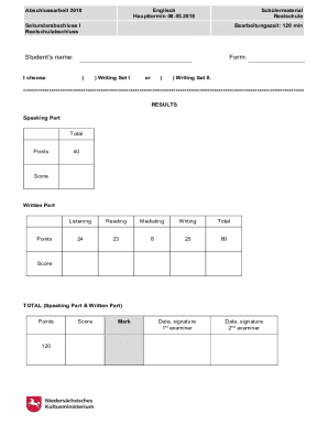 Fillable Online Student's name: Form: Fax Email Print - pdfFiller