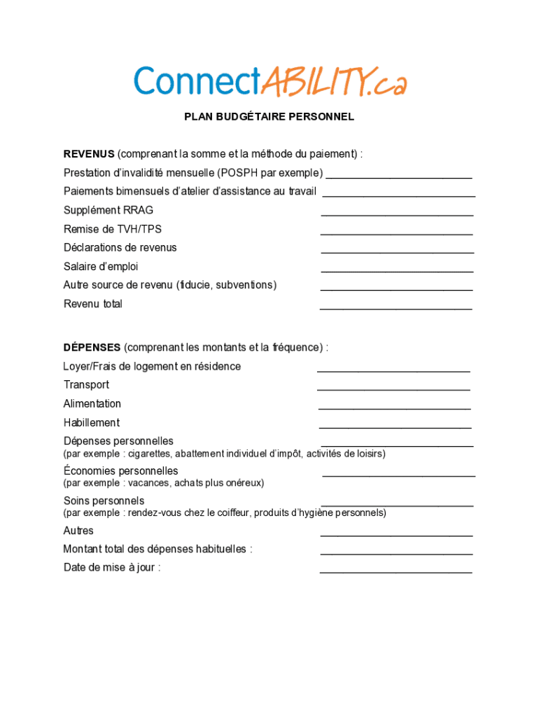 Remplissable En Ligne Grer son budget devient facile avec ce modle de plan ... Fax Email ...