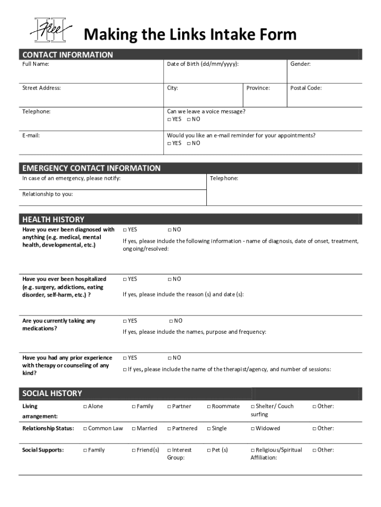 Fillable Online Making the Links Intake Form Fax Email Print - pdfFiller