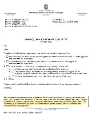 Fillable Online DHS1202 Application Status Letter. DHS1202 Application ...