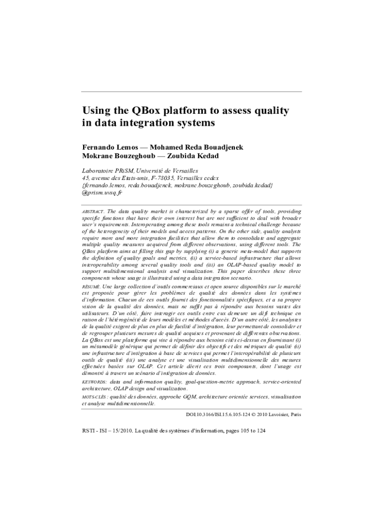 Fillable Online Using the QBox platform to assess quality in data integration ... Fax Email ...