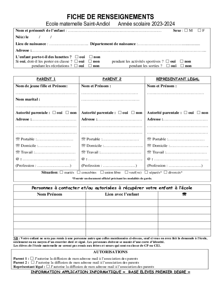 Remplissable En Ligne Fiche-de-renseignements-cole-maternelle-de ...