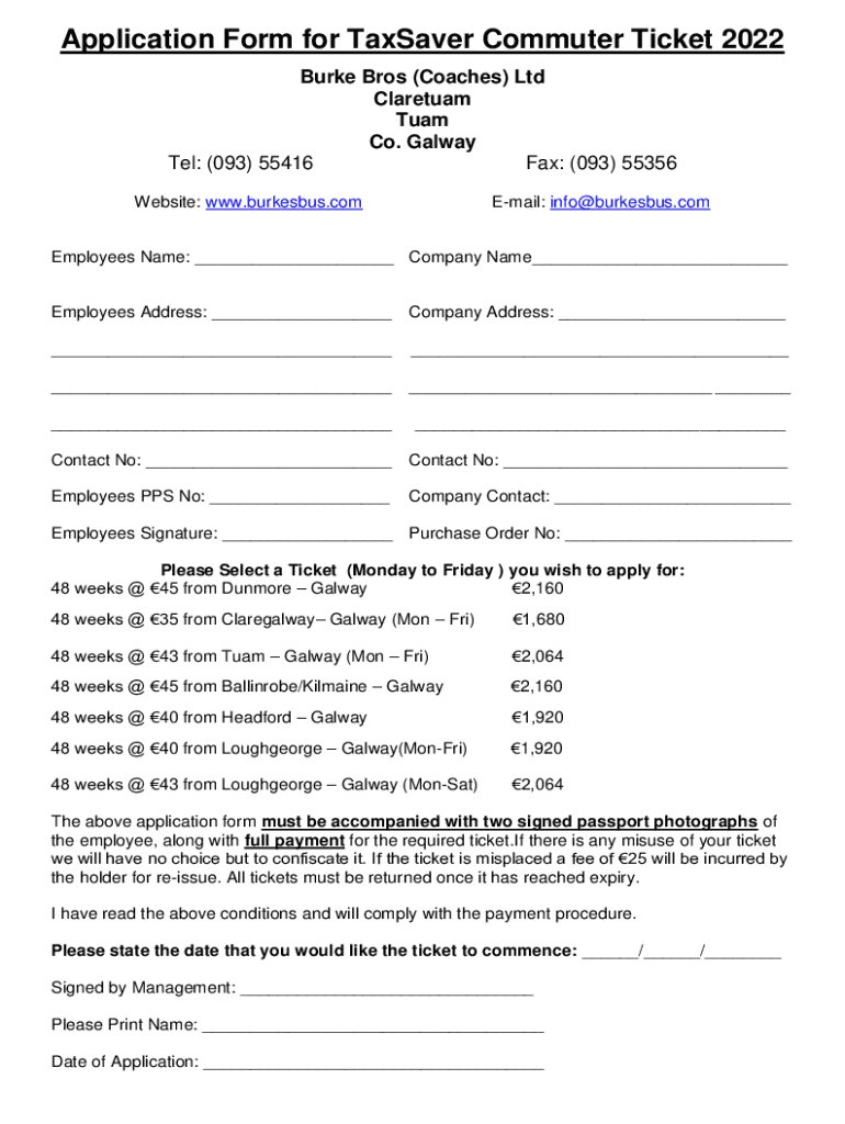 Fillable Online Application Form for Commuter Ticket Fax Email Print ...