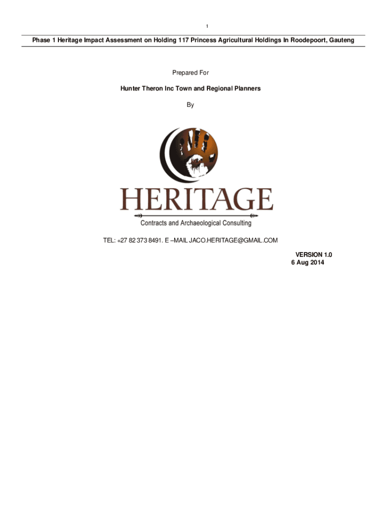 Fillable Online Phase 1 Heritage Impact Assessment on Holding 117 ...