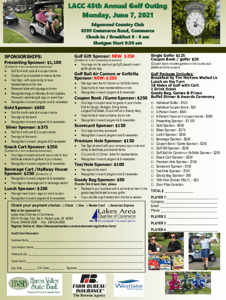 Fillable Online 47th Annual LACC Golf Outing Event Ended - White Lake ...
