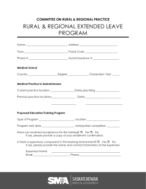 Fillable Online RURAL & REGIONAL EXTENDED LEAVE PROGRAM Fax Email Print ...