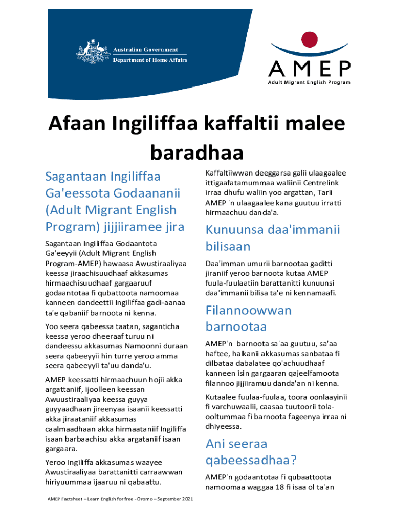 Fillable Online Adult Migrant English Program evaluation Fax Email ...