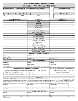 Fillable Online Employee: New / Change / Exit Form Fax Email Print ...