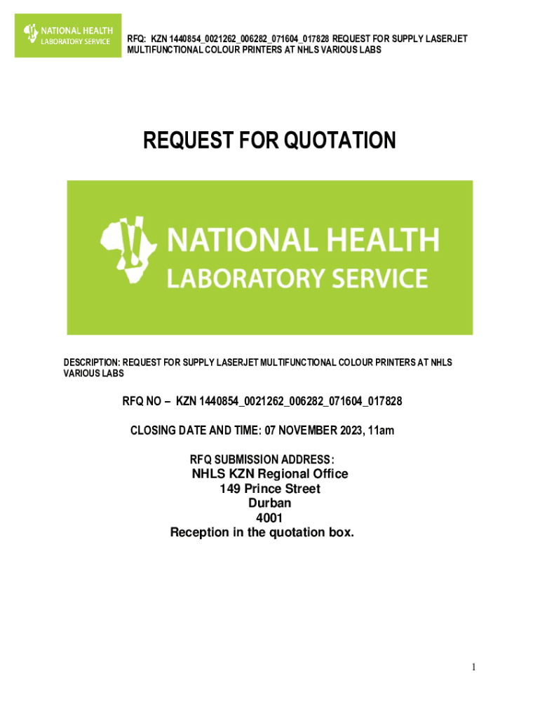 Fillable Online Request for Quotation for the supply of Printer Fax ...