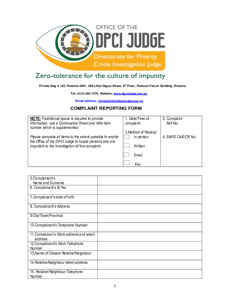 Fillable Online Fedsure Building - 268 Lilian Ngoyi St, Pretoria, GP ...