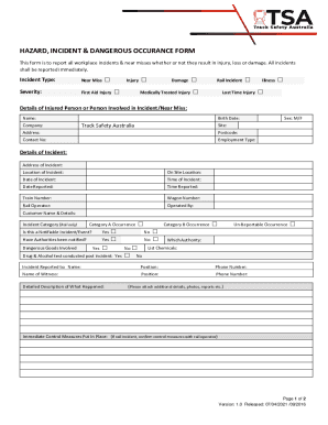 Fillable Online Hazard Incident & Dangerous Occurrence Form (OF.452.01 ...