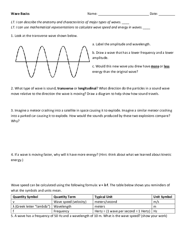 Fillable Online MS-PS4-1 Waves and their Applications in Technologies ...