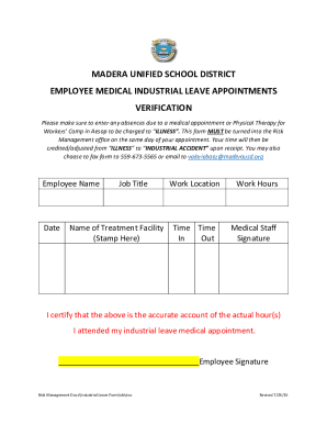 Fillable Online Employee Medical Industrial Leave Form Fax Email Print ...