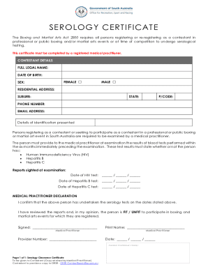 Fillable Online SEROLOGY CERTIFICATE Fax Email Print - pdfFiller