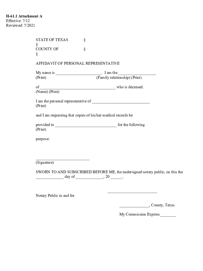 Fillable Online tdcj state tx AFFIDAVIT OF NO ADMINISTRATION Indiana ...