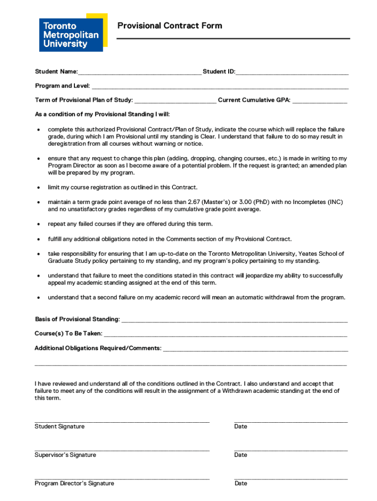 Fillable Online Provisional Contract Form. Provisional Contract Form ...