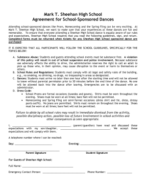Fillable Online Mark T. Sheehan High School Agreement for ... Fax Email ...