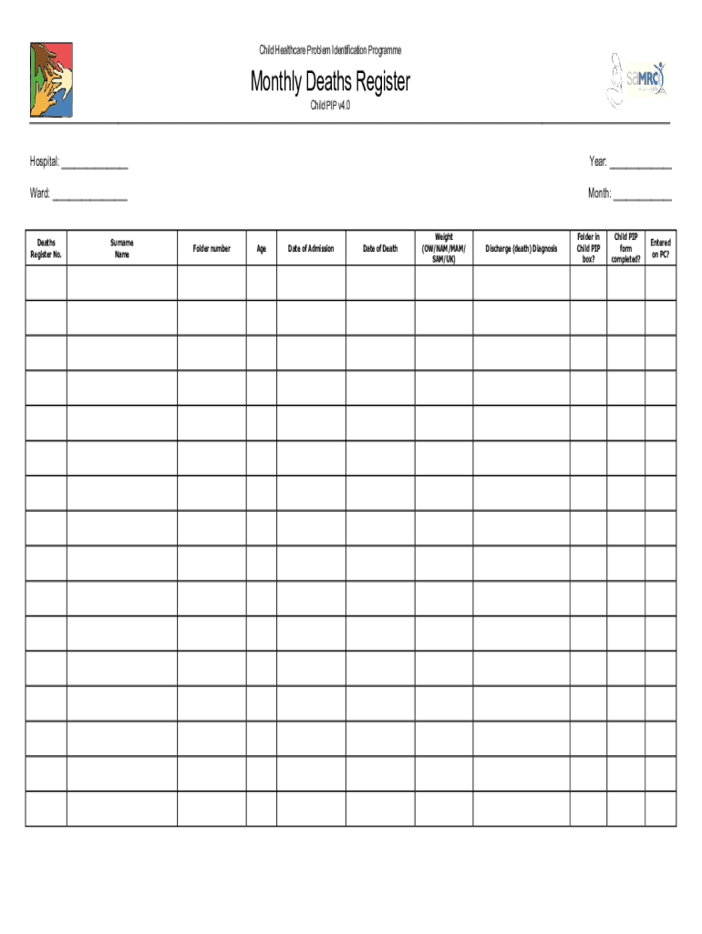 Fillable Online Child PIP v4.0 Monthly Tally Sheet Fax Email Print ...