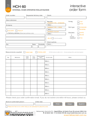 Fillable Online interactive order form HCH 60 - Helioscreen Fax Email ...