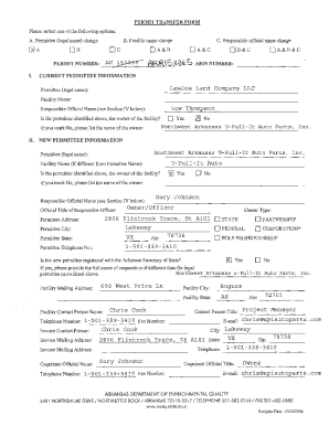 Fillable Online APPLICATION FOR TRANSFER OF PERMIT OR ... Fax Email ...