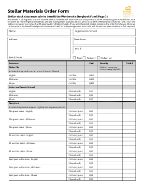 Fillable Online Stellar Materials Order Form Fax Email Print - pdfFiller