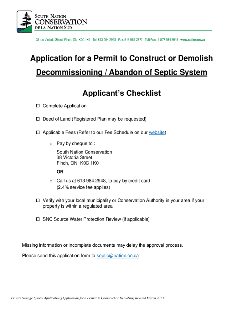Fillable Online Decommissioning/Abandon of Septic System Fax Email ...