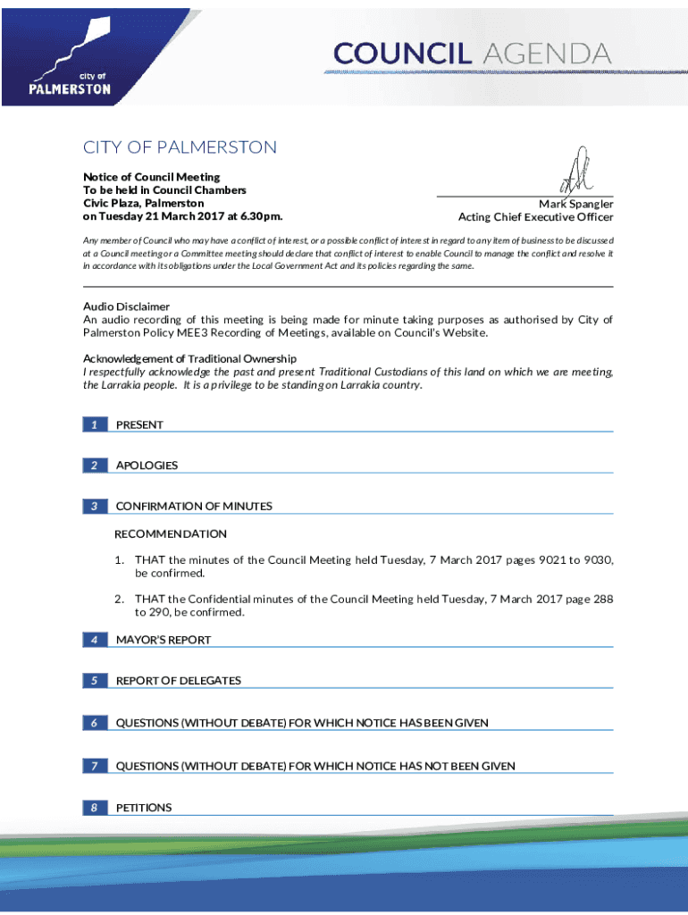 Fillable Online palmerston nt gov Palmerston City Council's award ...