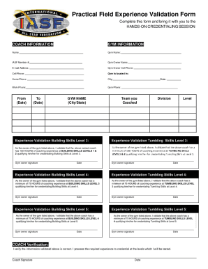 Fillable Online CHEER: Practical Field Experience Validation Form Fax ...