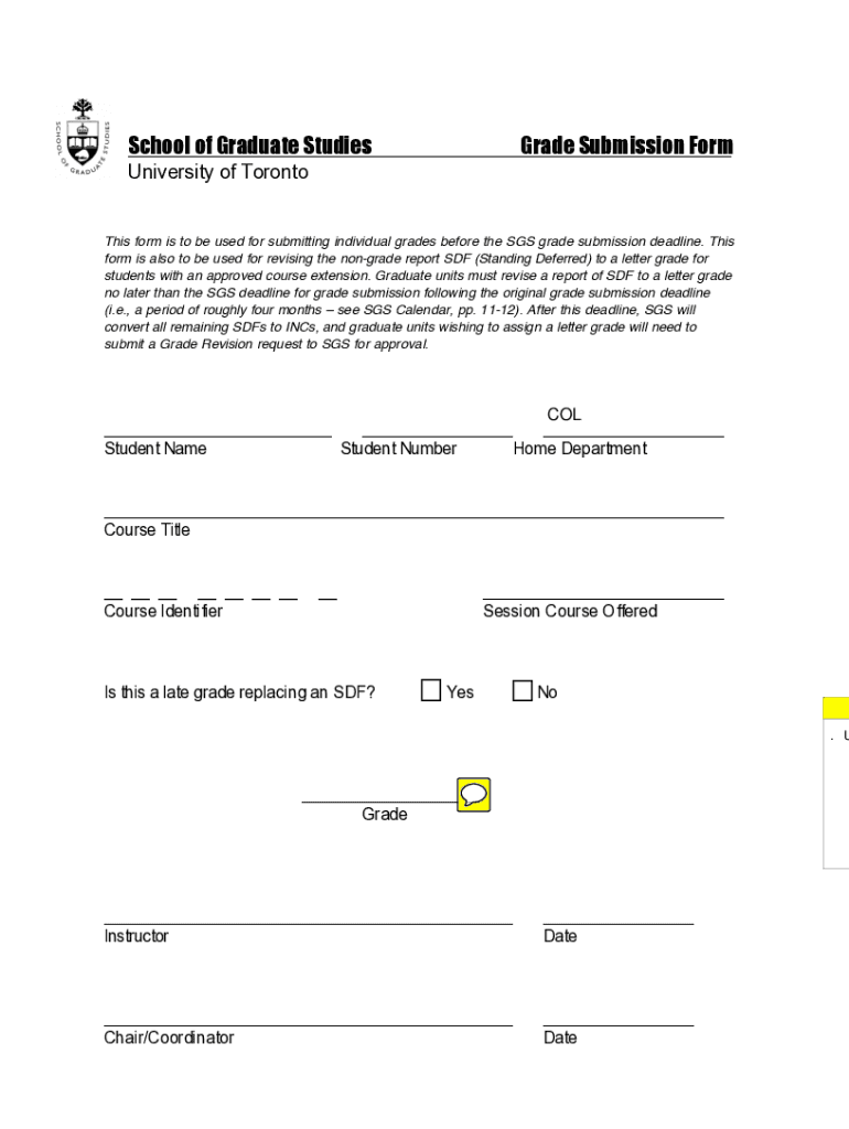 Fillable Online complit utoronto Grade Submission Form.doc Fax Email ...
