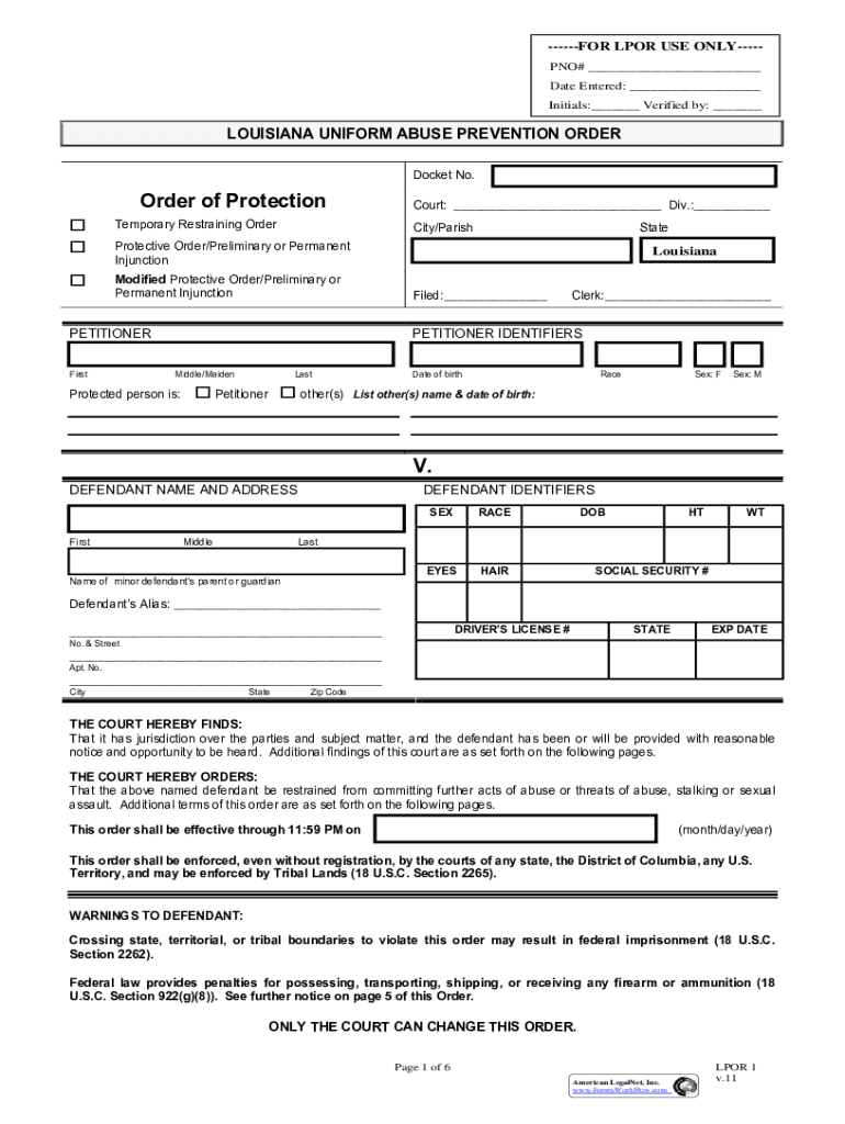 Fillable Online FOR LPOR USE ONLY----PNO# Date Entered: Initials ...