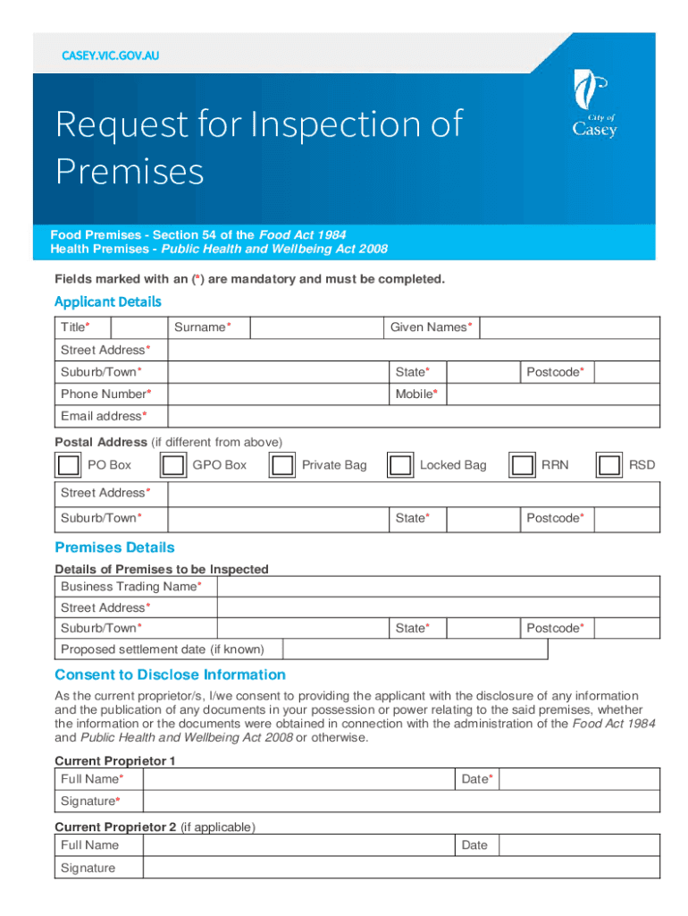 Fillable Online Food premises inspections Fax Email Print - pdfFiller