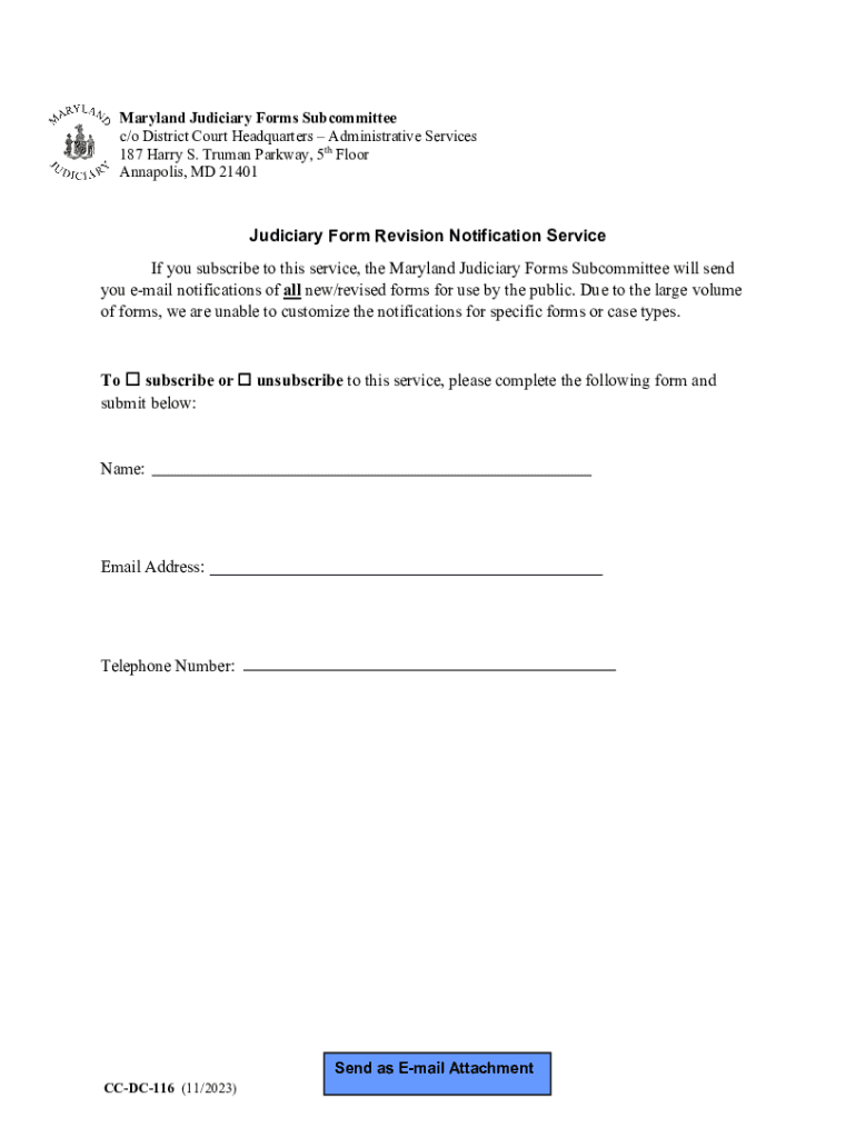 Fillable Online Judiciary Form Revision Notification Service Fax Email ...