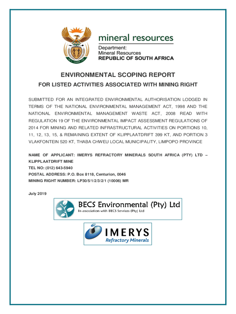 Fillable Online final scoping report for tgme existing underground mine ... Fax Email Print ...