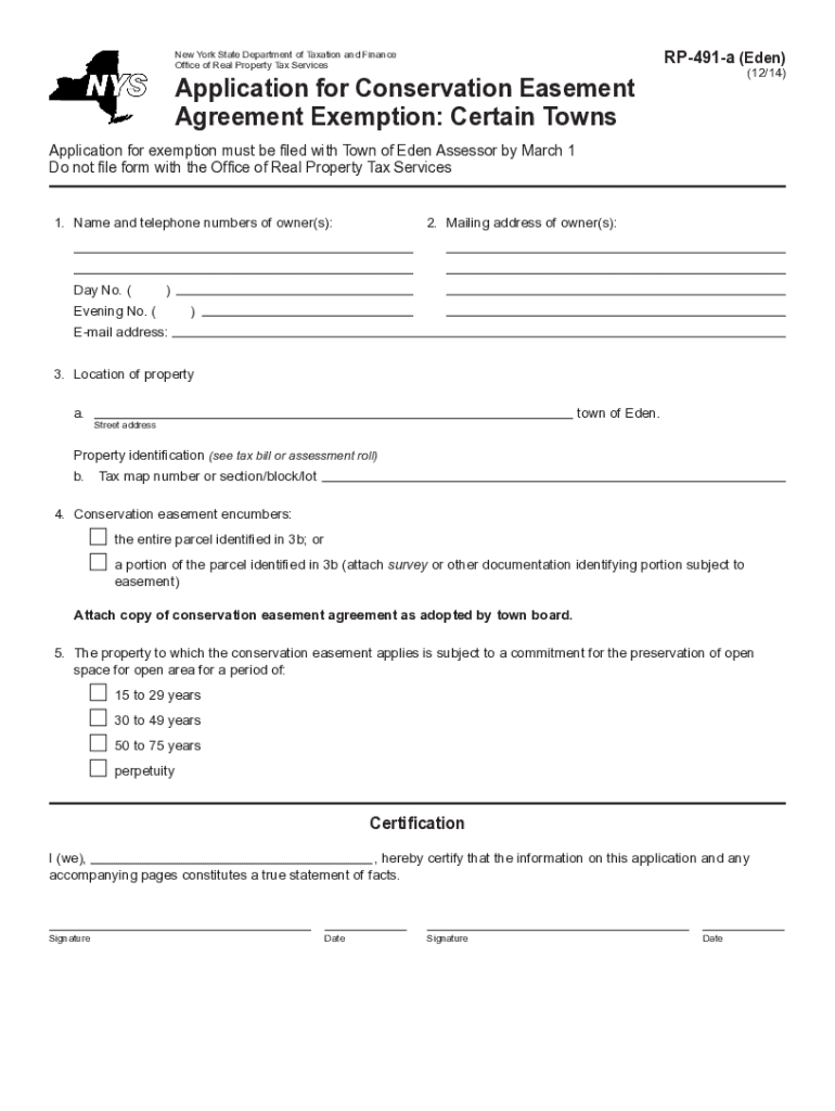 Fillable Online Application for Conservation Easement Agreement Exemption Fax Email Print ...