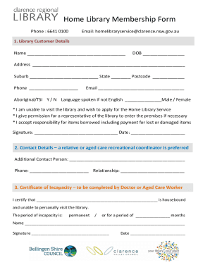 Fillable Online Home Library Membership Form Fax Email Print - pdfFiller