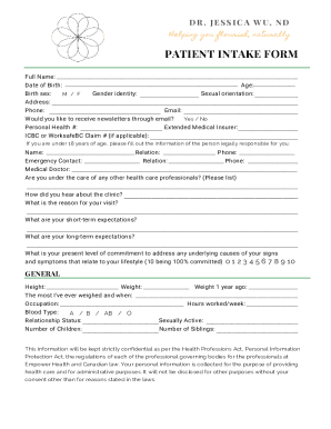 Fillable Online Copy of Copy of intake Form Fax Email Print - pdfFiller