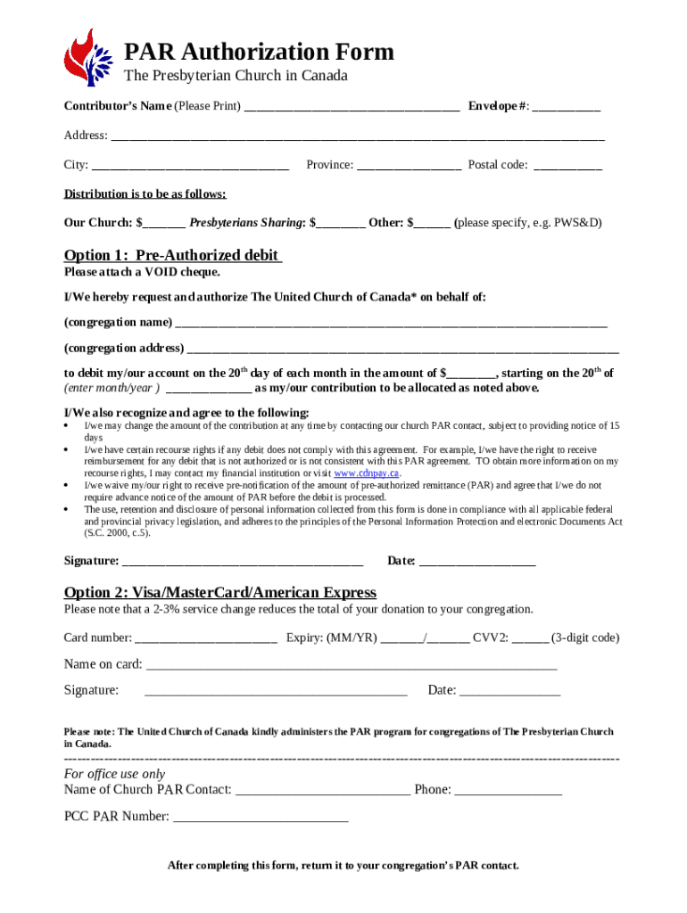 PAR Authorization Change Doc Template | pdfFiller