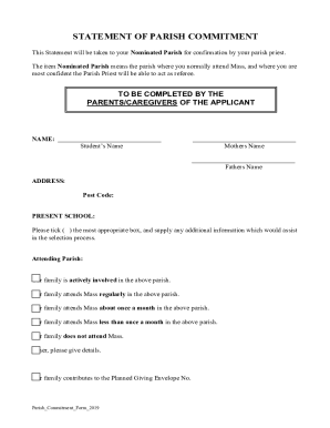 Fillable Online STATEMENT OF PARISH COMMITMENT Fax Email Print - pdfFiller
