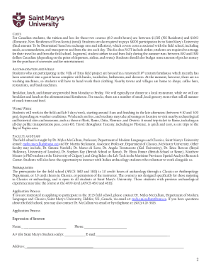 Fillable Online Department of Modern Languages and Classics, Saint Mary's Fax Email Print ...