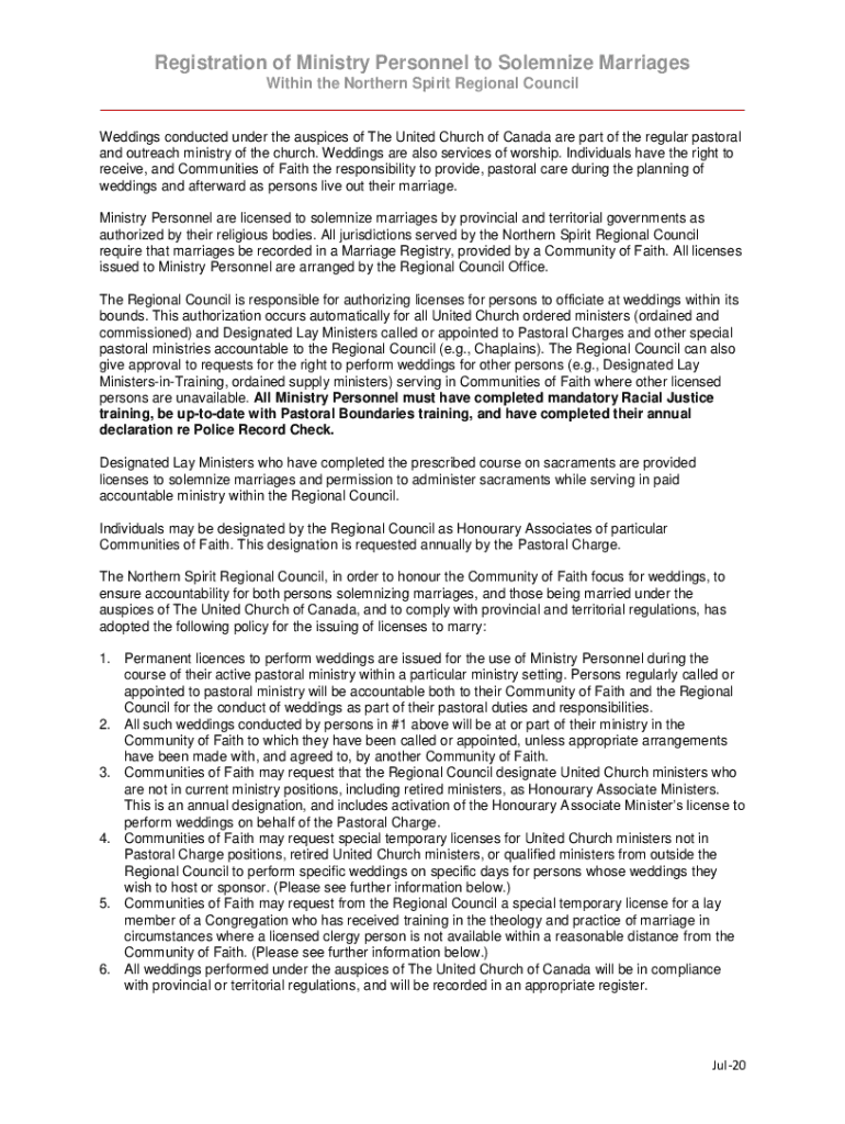 Fillable Online Registration of Ministry Personnel to Solemnize ...