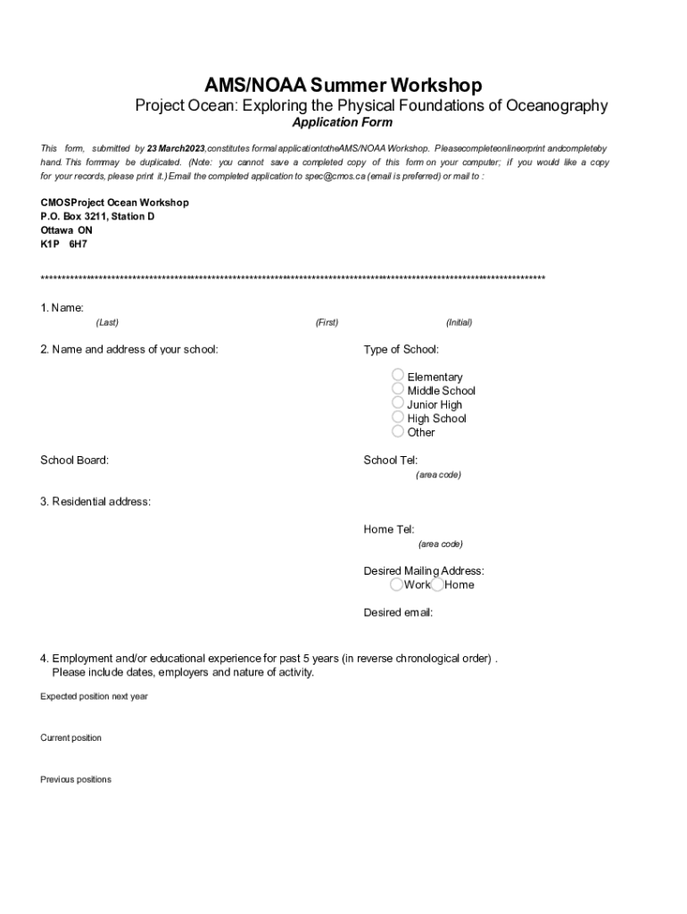 Fillable Online Explorer-in-Training Program: NOAA Office of Ocean ... Fax Email Print - pdfFiller