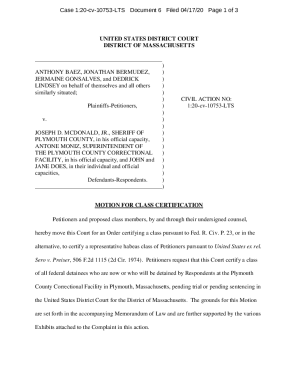 Fillable Online Baez v. McDonald - Motion for Class Certification and ...