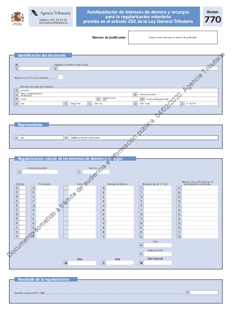Completable En línea Modelo 770 regularizacin delito. Autoliquidacin de ...