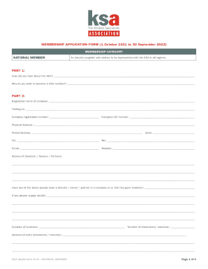 Fillable Online KSA Application Form - NATIONAL MEMBER Fax Email Print ...
