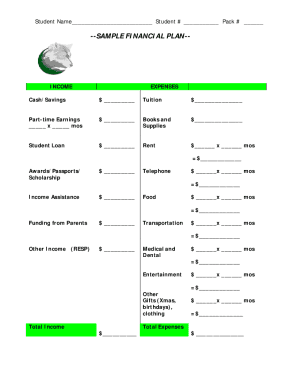 Fillable Online Sample Financial Plan.doc Fax Email Print - pdfFiller